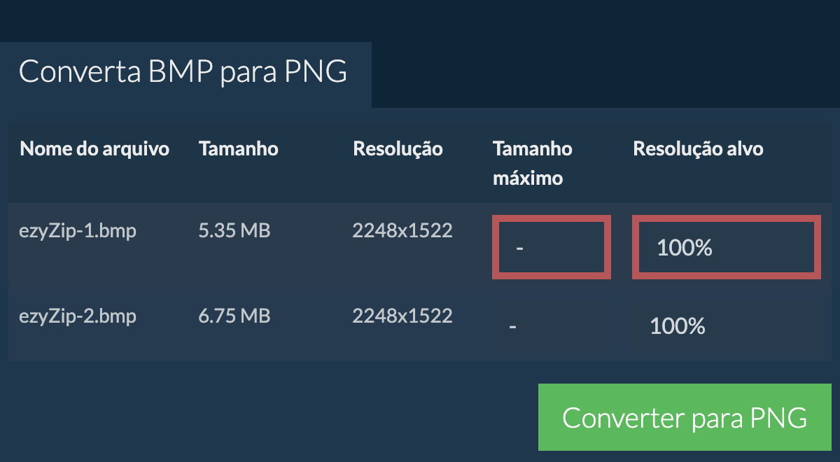 Converta BMP para PNG online (Rápido!) - ezyZip
