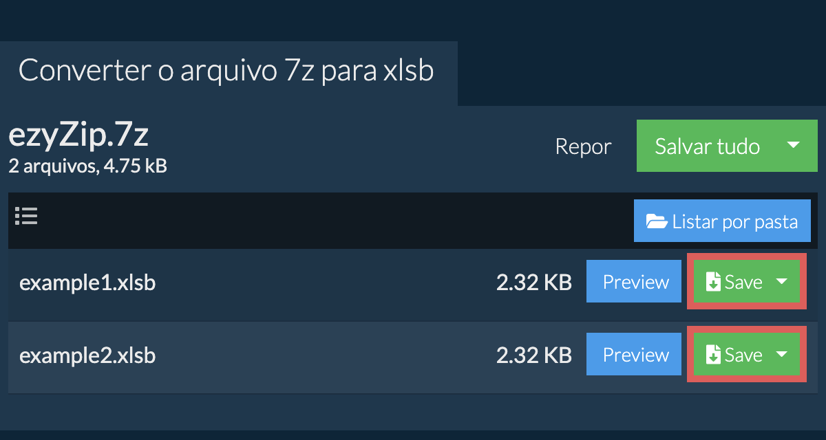 Conversor 7Z Para XLSB Online Sem Limites EzyZip