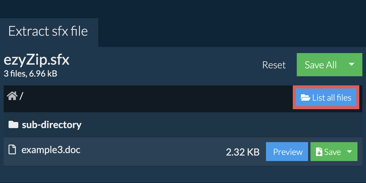 Extract SFX Files Online No Limits EzyZip