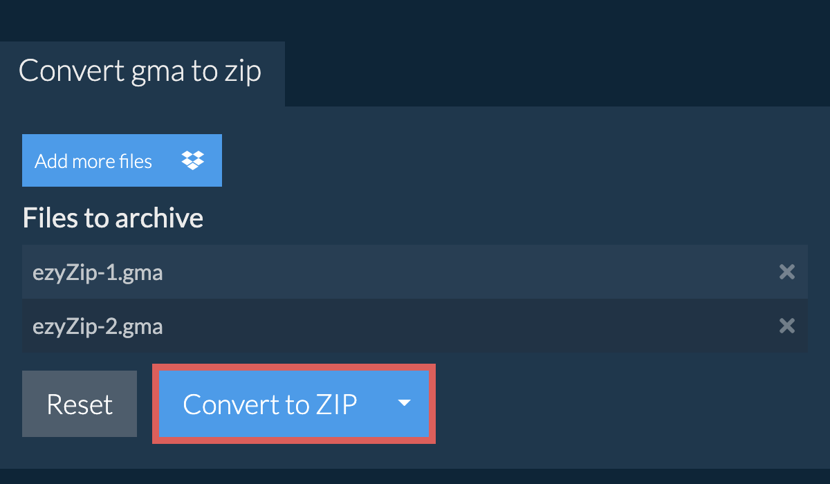 Convert GMA to ZIP Online. Quick, Secure & FREE! - ezyZip